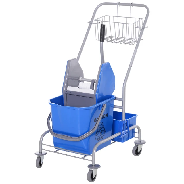 Homcom Professional Cleaning Cart with 25L Bucket and Wri