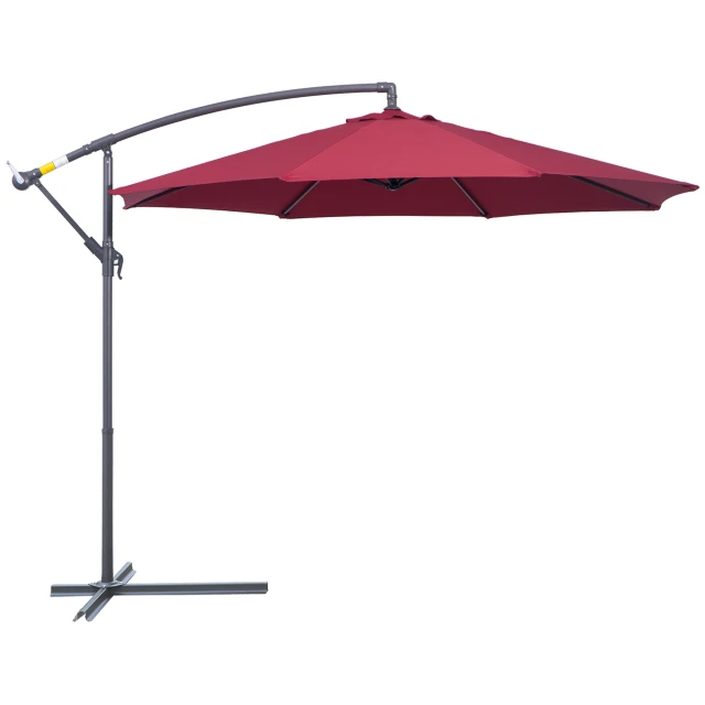 Outsunny Decentralized Metal Parasol, Bordeaux, Φ3x2,6m 0
